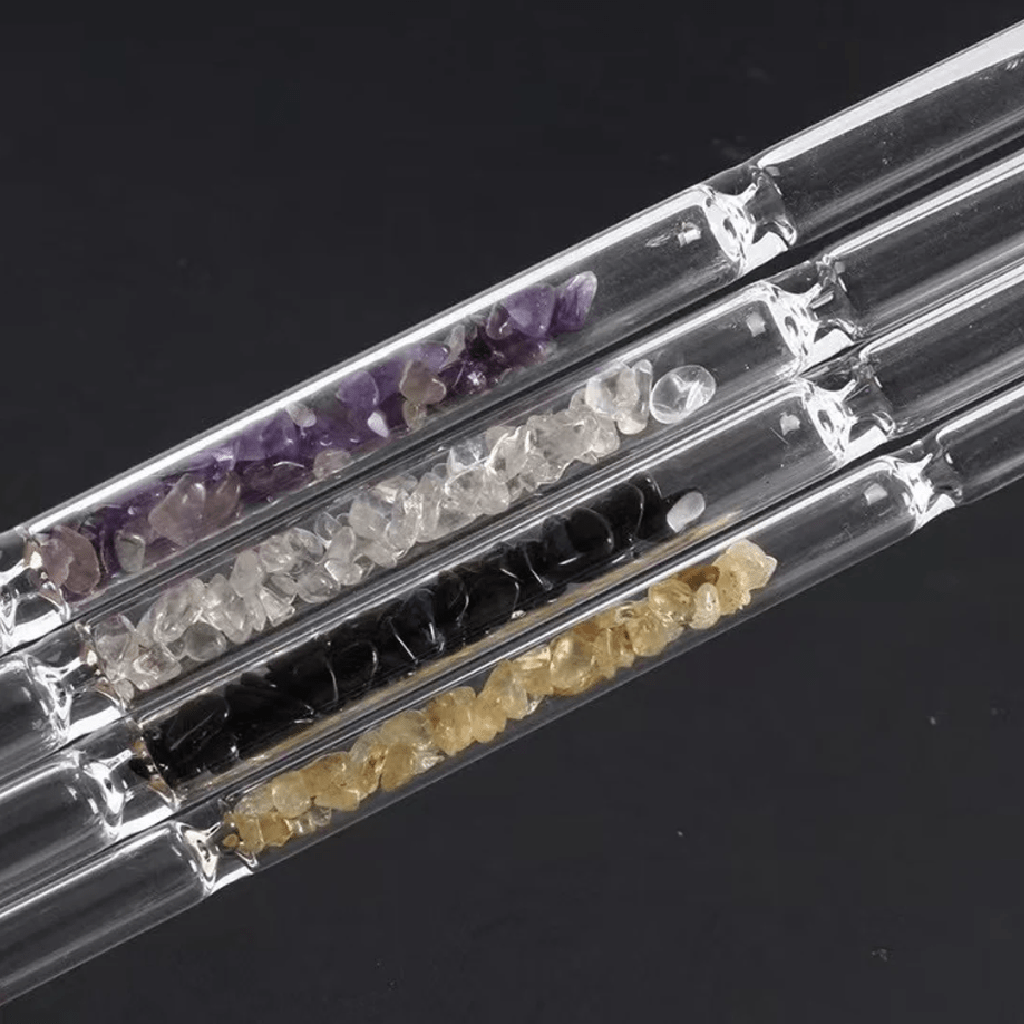 Reusable Glass Chakra Straw With Natural Healing Crystals - Diamond Affair
